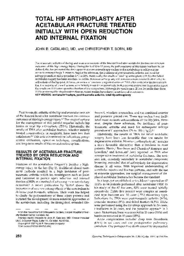 (PDF) Total hip arthroplasty after acetabular fracture treated ...