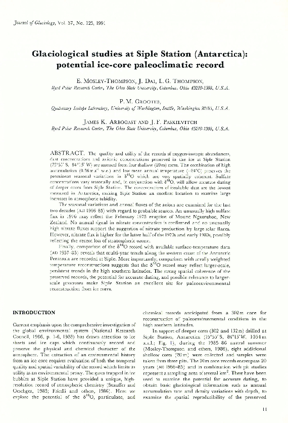 (PDF) Glaciological studies at Siple Station (Antarctica): potential ...