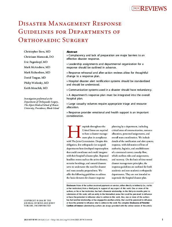 (PDF) Disaster Management Response Guidelines for Departments of ...