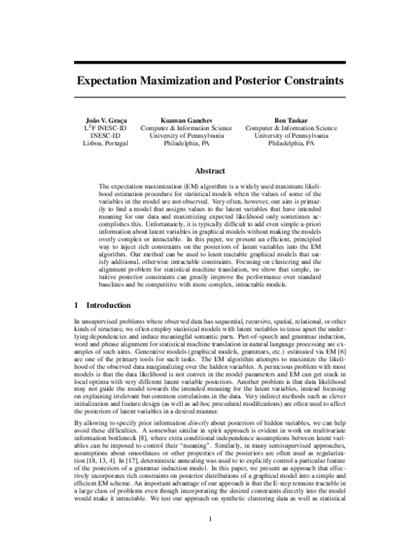 (PDF) Expectation Maximization and Posterior Constraints