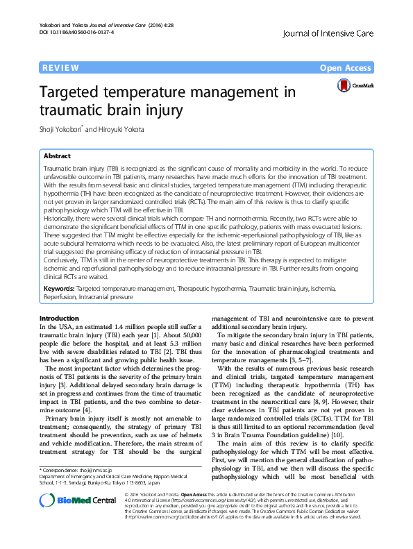 (PDF) Targeted temperature management in traumatic brain injury
