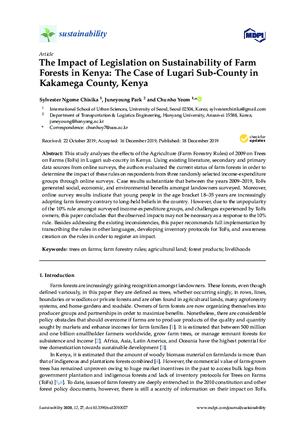 (PDF) The Impact of Legislation on Sustainability of Farm Forests in ...