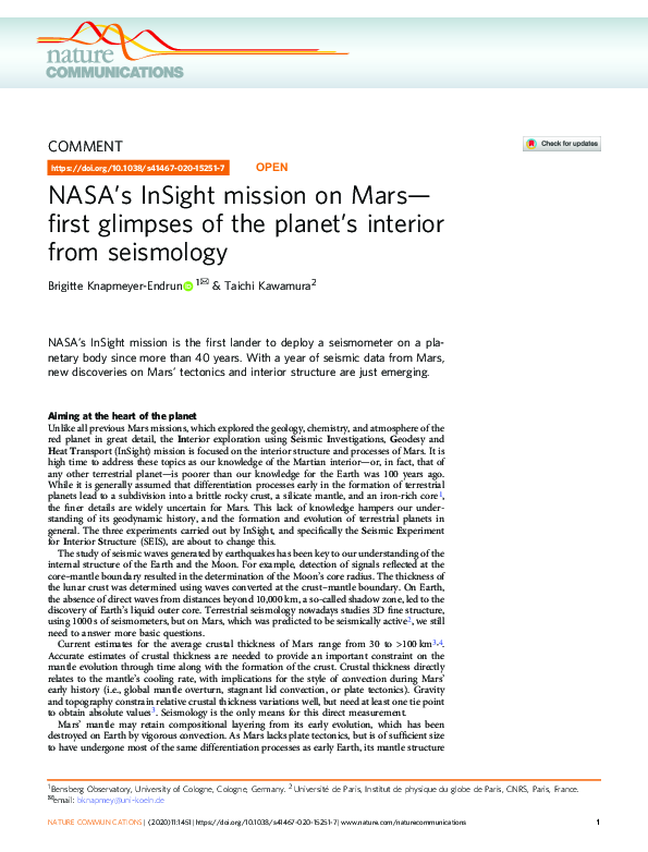 (PDF) The Rotation and Interior Structure Experiment on the InSight ...