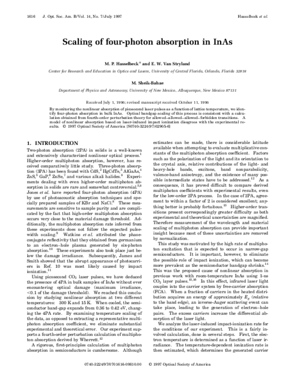 (PDF) Scaling of four-photon absorption in InAs