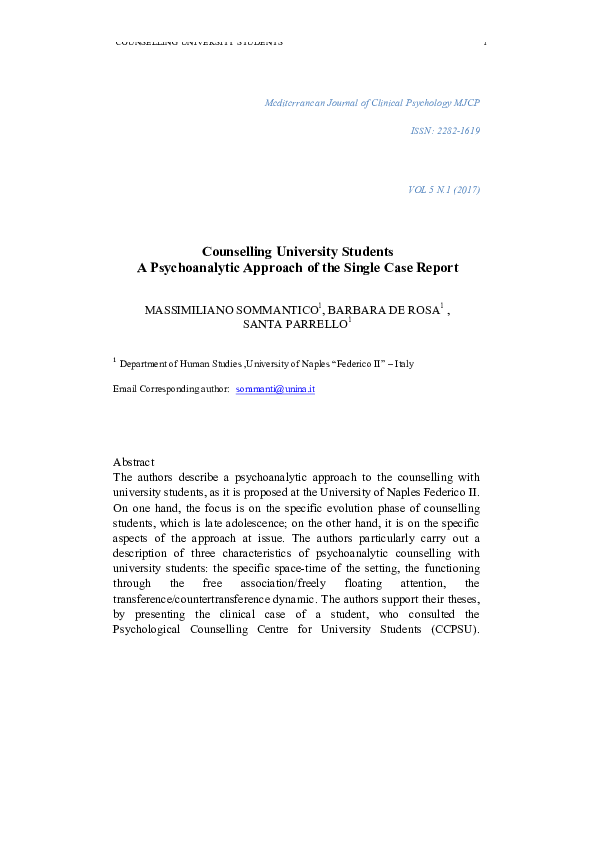 (PDF) Counselling University Students A Psychoanalytic Approach of the ...