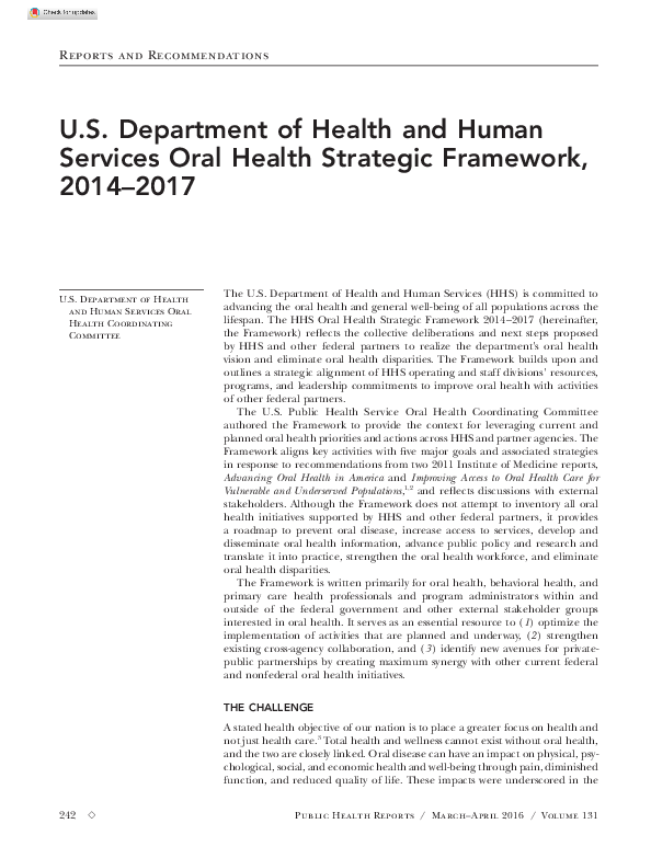 (PDF) U.S. Department of Health and Human Services Oral Health ...