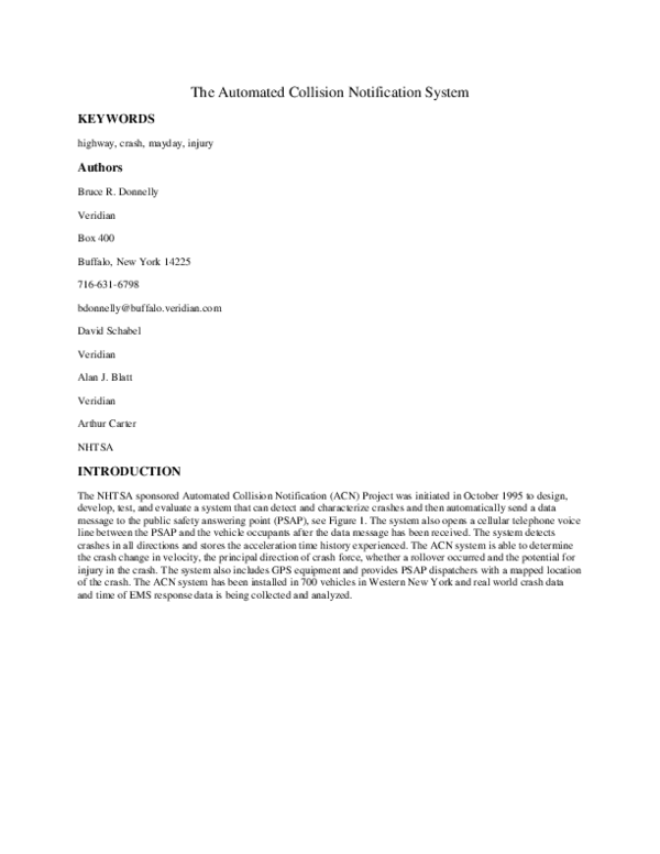 (PDF) The Automated Collision Notification System
