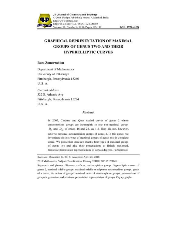 (PDF) Maximal Groups and Hyperelliptic Curves of Genus 2