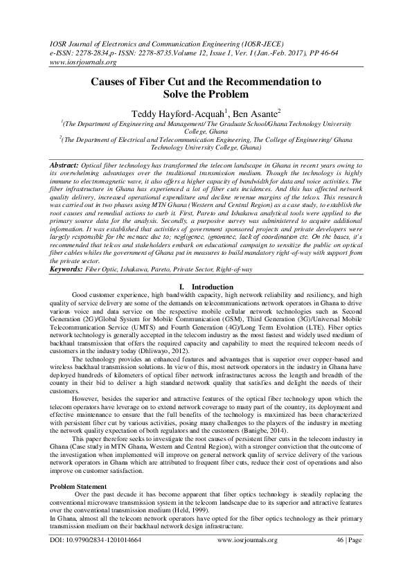 (PDF) Causes of Fiber Cut and the Recommendation to Solve the Problem