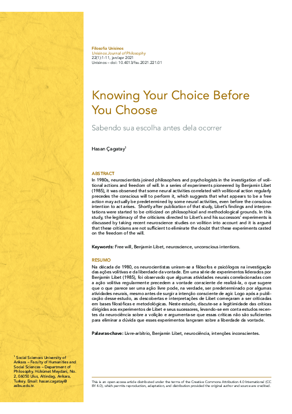 (PDF) Knowing your choice before you choose