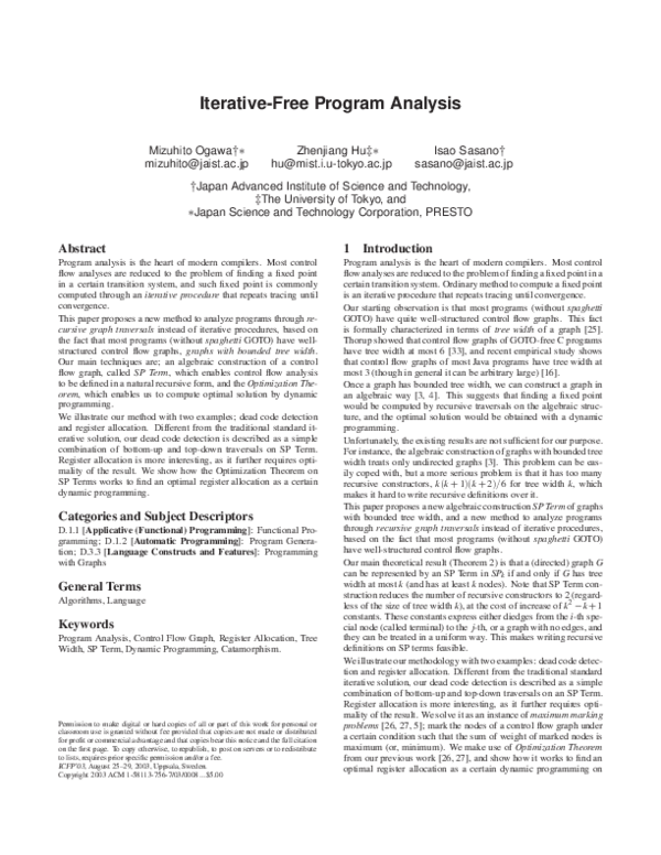 (PDF) Iterative-Free Program Analysis