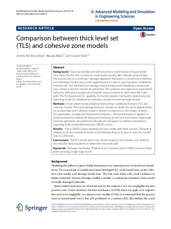 (PDF) Comparison between thick level set (TLS) and cohesive zone models