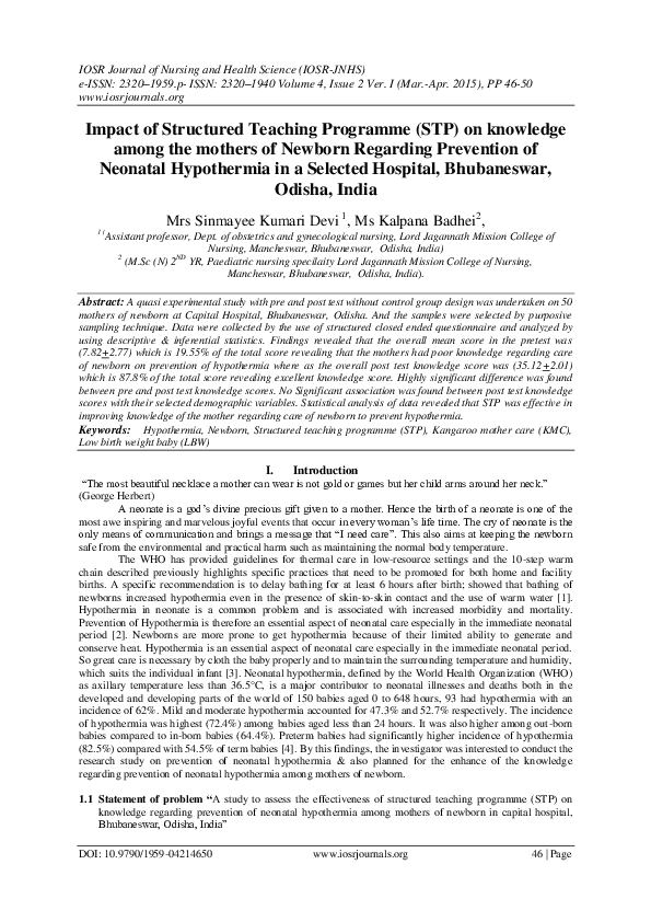 (PDF) Impact of structured teaching programme (STP) on knowledge ...