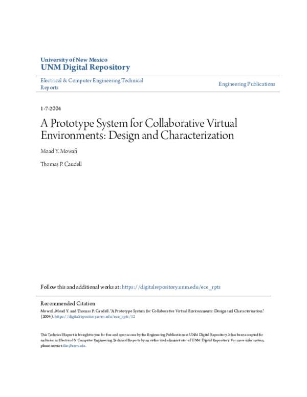 (PDF) A Prototype System for Collaborative Virtual Environments: Design and Characterization