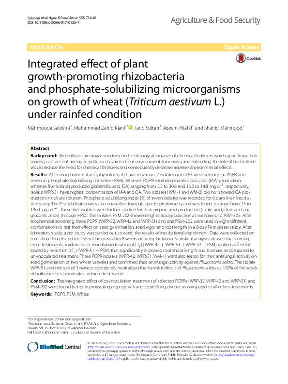 (PDF) Integrated Effect of Plant Growth Promoting Rhizobacteria ...