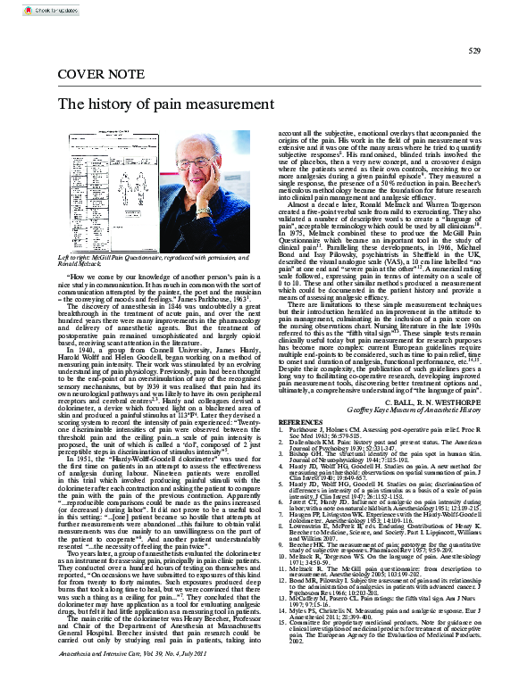 (PDF) The history of pain measurement