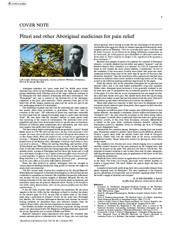 (PDF) Pituri and other Aboriginal medicines for pain relief