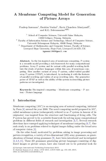 (PDF) A Membrane Computing Model for Generation of Picture Arrays ...