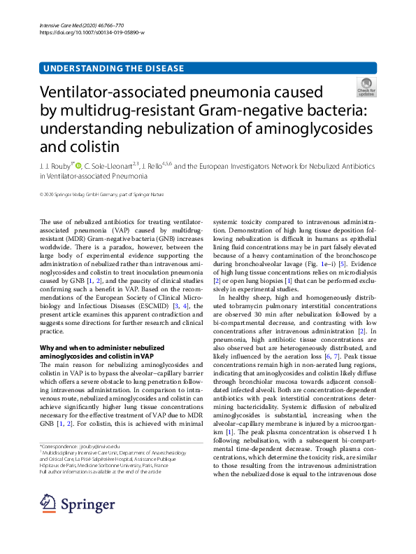 (PDF) Ventilator-associated pneumonia caused by multidrug-resistant ...