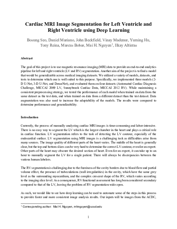 (PDF) Cardiac MRI Image Segmentation for Left Ventricle and Right ...