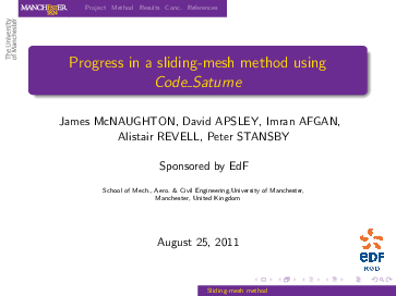(PDF) Progress in a sliding-mesh method using Code Saturne