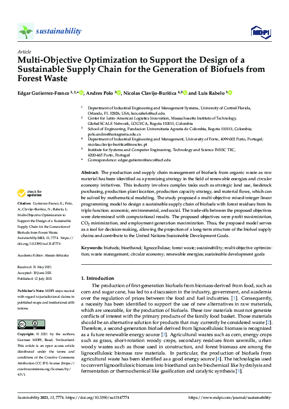 (PDF) Multi-Objective Optimization to Support the Design of a ...