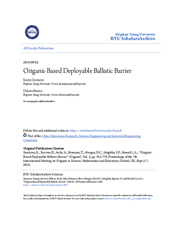(PDF) Origami-Based Deployable Ballistic Barrier