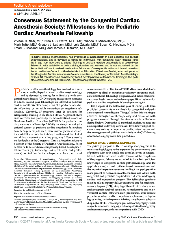 (PDF) Consensus Statement by the Congenital Cardiac Anesthesia Society