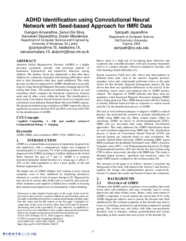 (PDF) ADHD Identification using Convolutional Neural Network with Seed-based Approach for fMRI Data