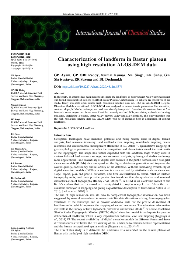 (PDF) Characterization of landform in Bastar plateau using high ...
