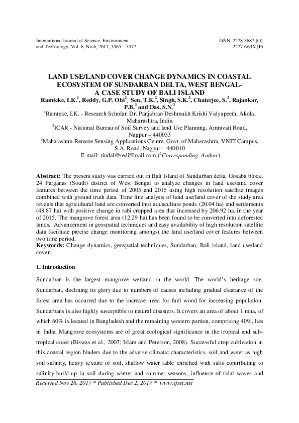 (PDF) Land Use/Land Cover Change Dynamics in Coastal Ecosystem of ...
