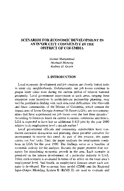 (PDF) Scenarios for economic development in an inner city community in ...