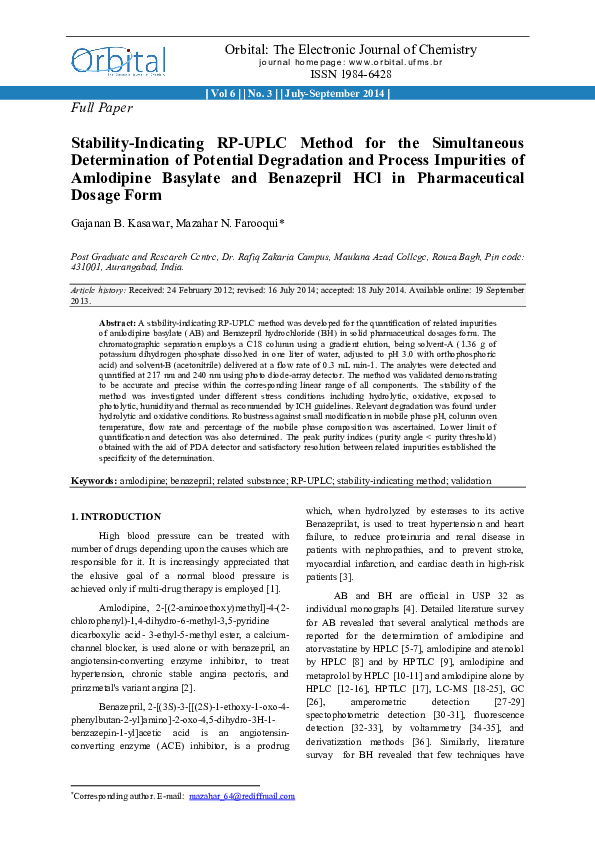 (PDF) Stability-Indicating RP-UPLC Method for the Simultaneous Determination of Potential ...