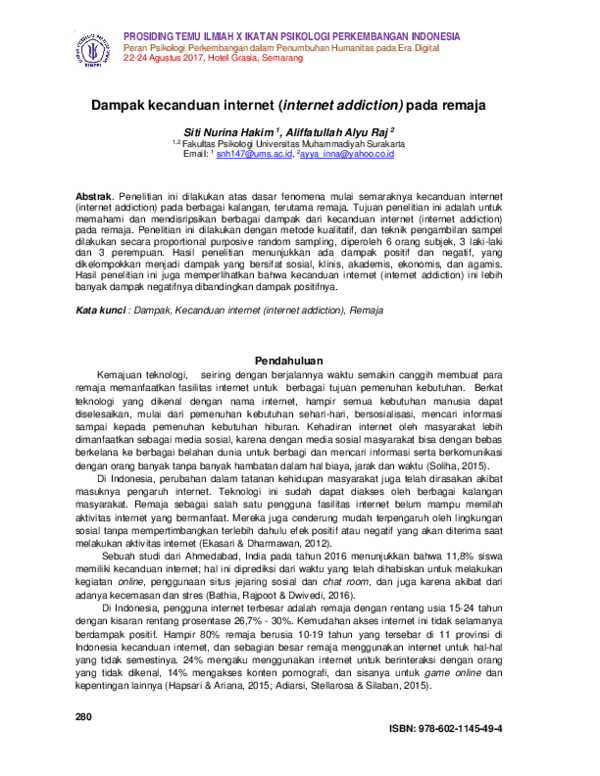 (PDF) Dampak kecanduan internet (internet addiction) pada remaja
