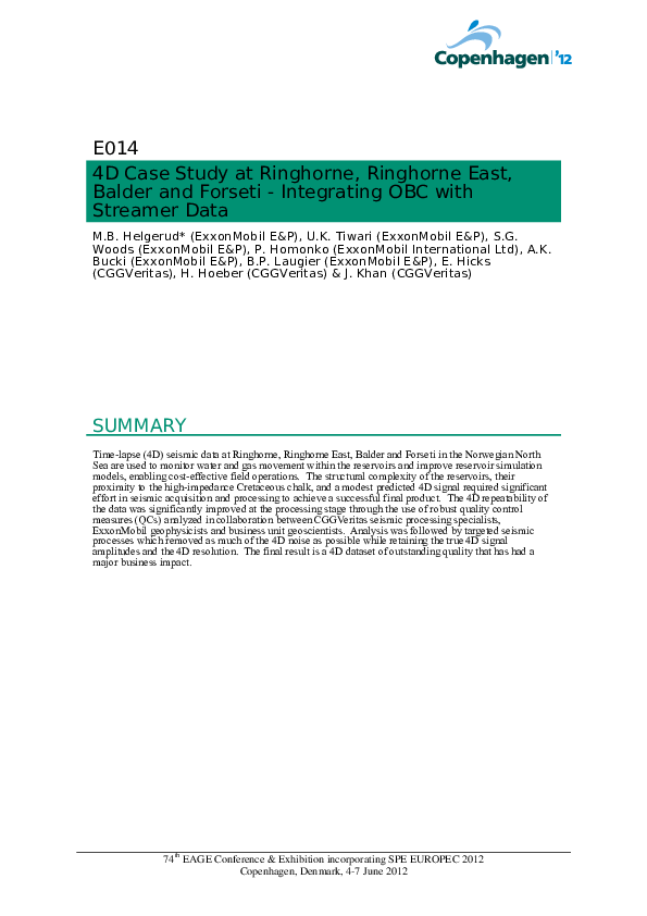 (PDF) 4D Case Study at Ringhorne, Ringhorne East, Balder and Forseti ...