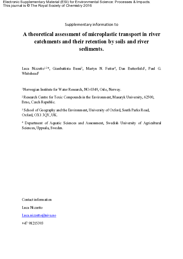 (PDF) A theoretical assessment of microplastic transport in river ...