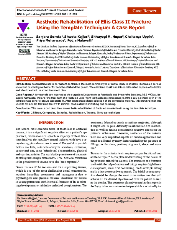 (PDF) Aesthetic Rehabilitation of Ellis Class II Fracture Using the ...