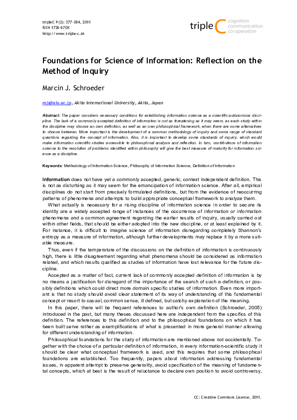 (PDF) CC: Creative Commons License, 2011. Foundations for Science of ...