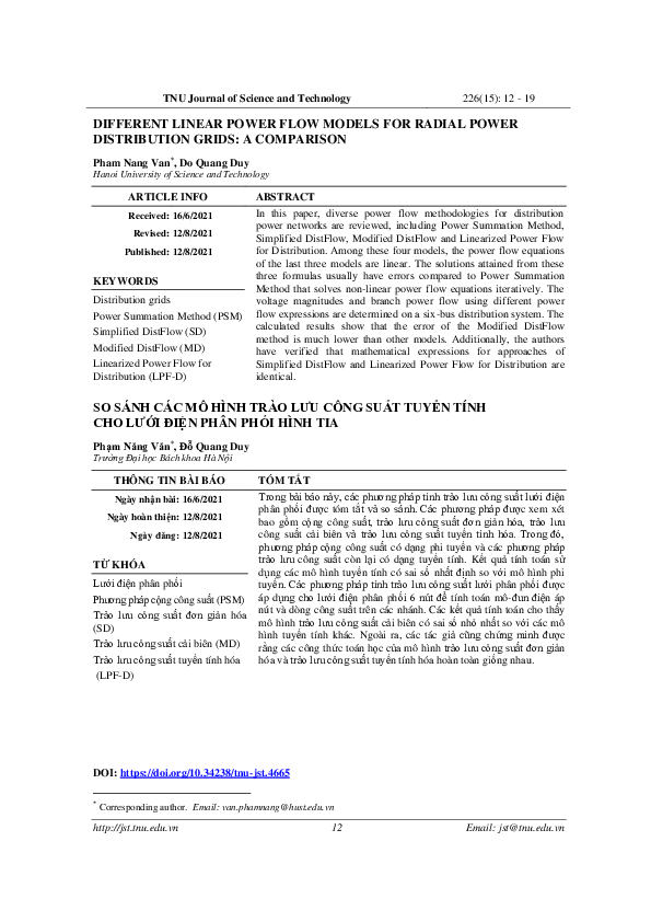 Pdf Different Linear Power Flow Models For Radial Power Distribution Grids A Comparison