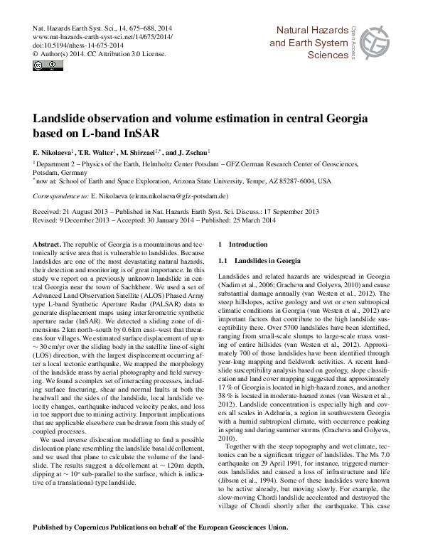 (PDF) Natural Hazards and Earth System Sciences