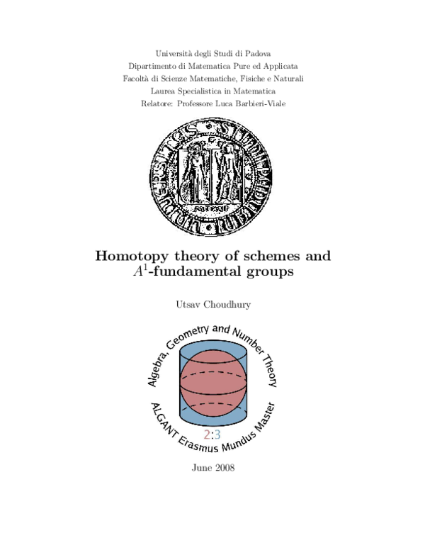 (PDF) Homotopy theory of schemes and A-fundamental groups