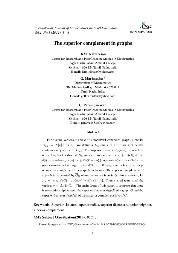 (PDF) The Superior Complement in Graphs