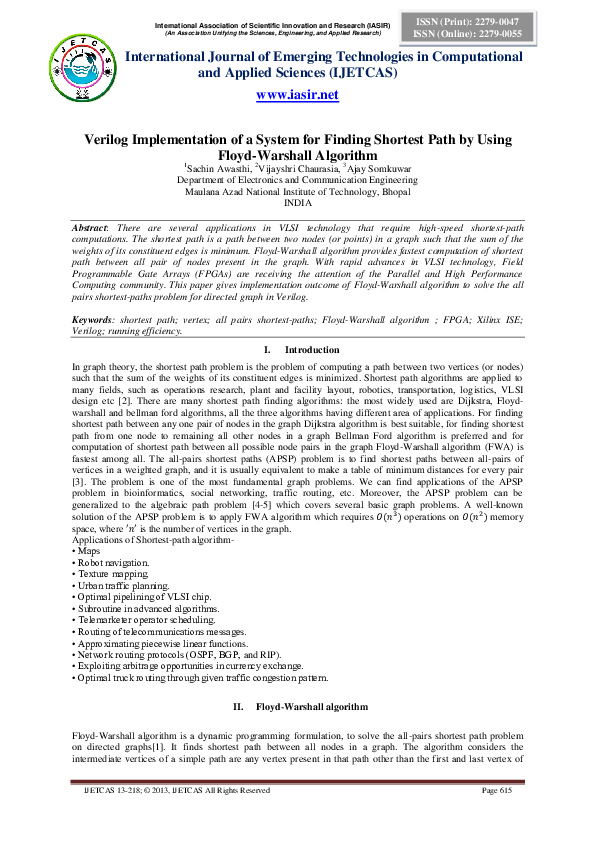 (PDF) Floyd-Warshall Algorithm 1 (PDF) Floyd-Warshall Algorithm 1