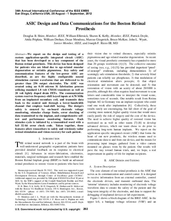 (PDF) ASIC Design and Data Communications for the Boston Retinal Prosthesis