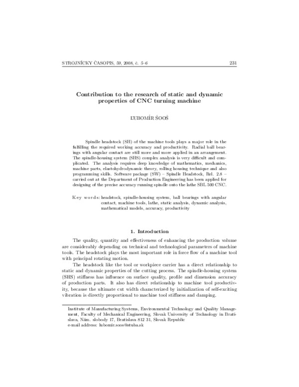 (PDF) Contribution to the research of static and dynamic properties of ...