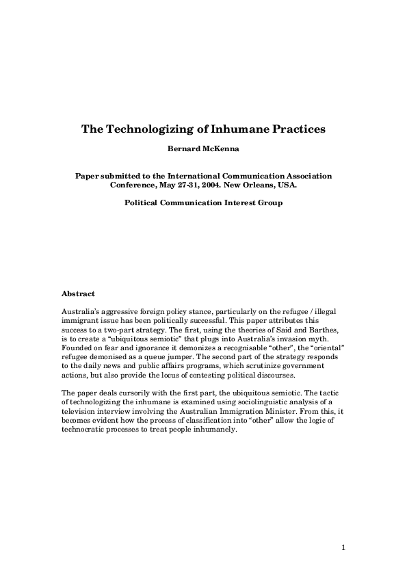 (PDF) The Technologizing of Inhumane Practices