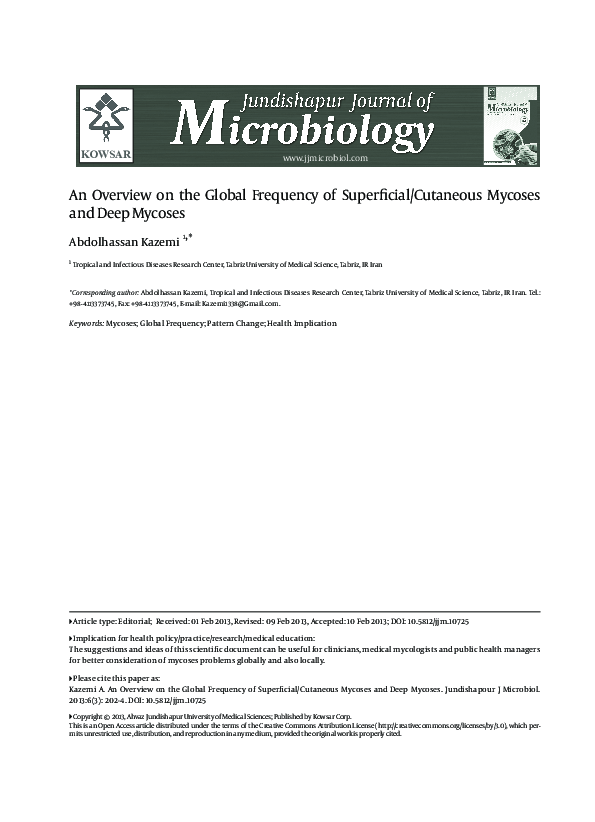 (PDF) An Overview on the Global Frequency of Superficial/Cutaneous ...