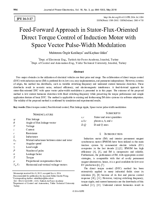 (PDF) Feed-Forward Approach in Stator-Flux-Oriented Direct Torque ...