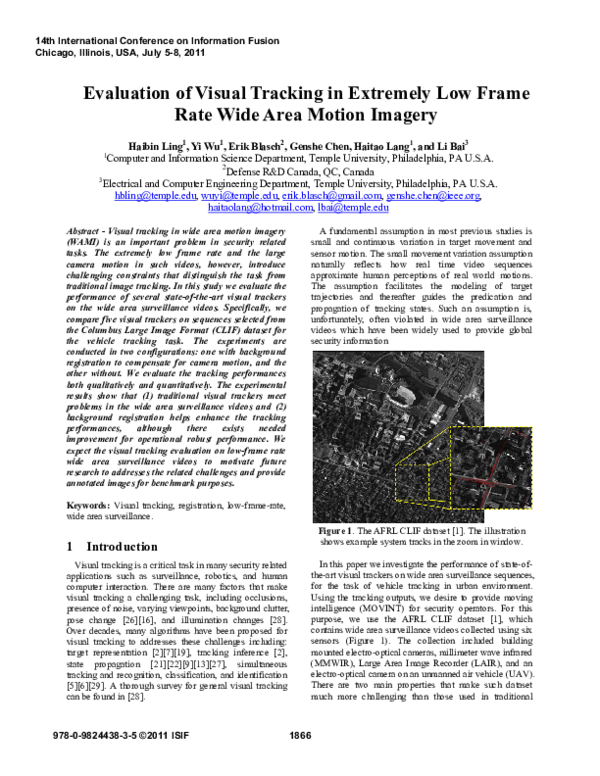 (PDF) Evaluation of visual tracking in extremely low frame rate wide ...