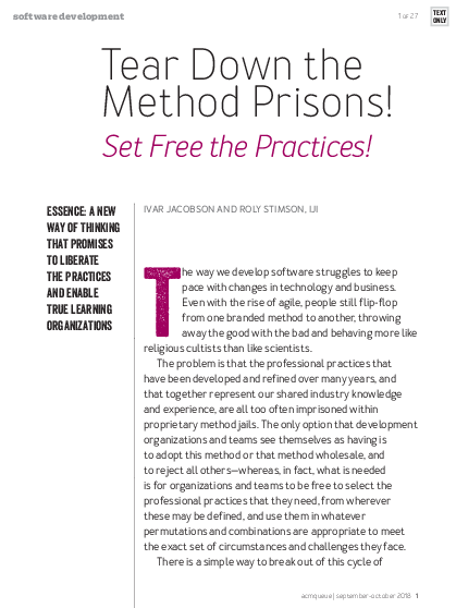 (PDF) Tear Down the Method Prisons! Set Free the Practices! | Ivar ...